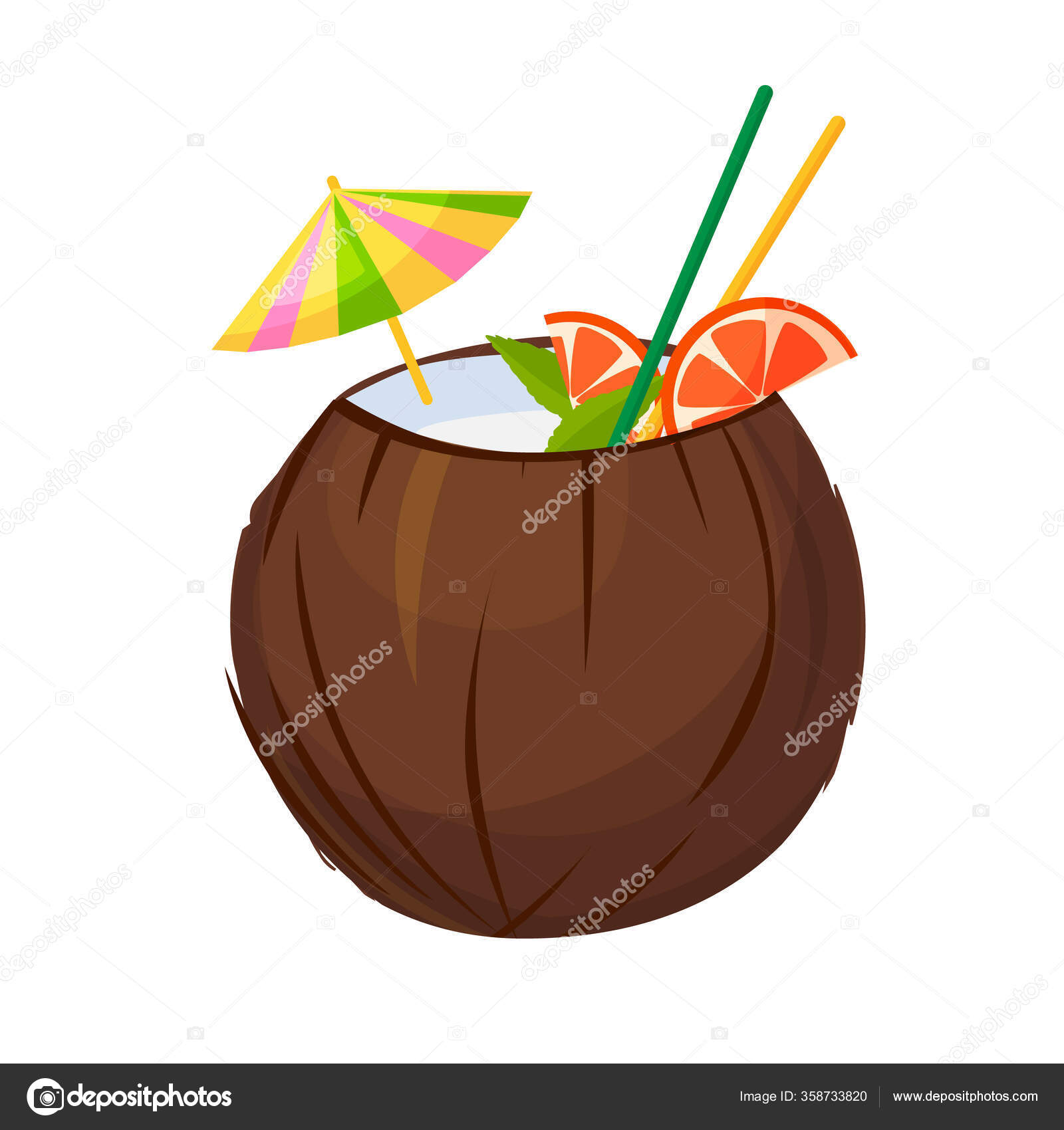 Coconut Drink Cartoon