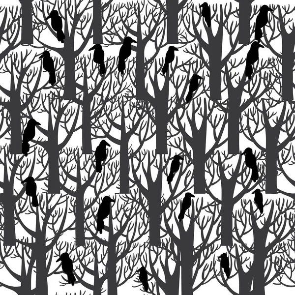 Raven in tree Vector Art Stock Images | Depositphotos