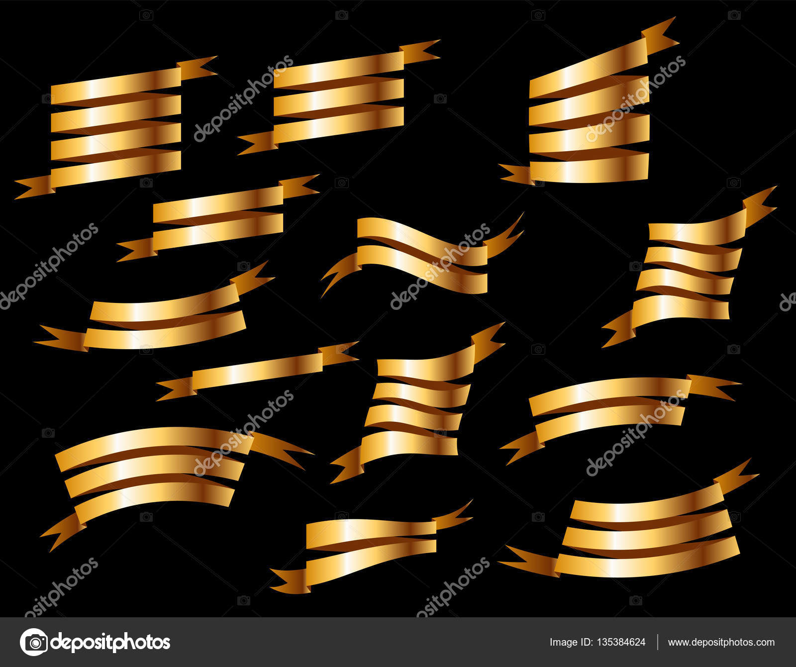 Set of Retro Golden Ribbons Vector Illustration Stock Vector by ...