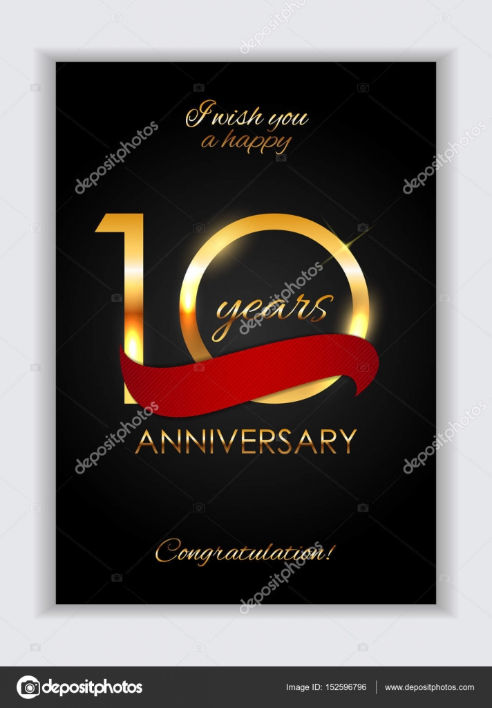 Vorlage 10 Jahre Jubiläum Gratulation Vektor Illustration Stock ...