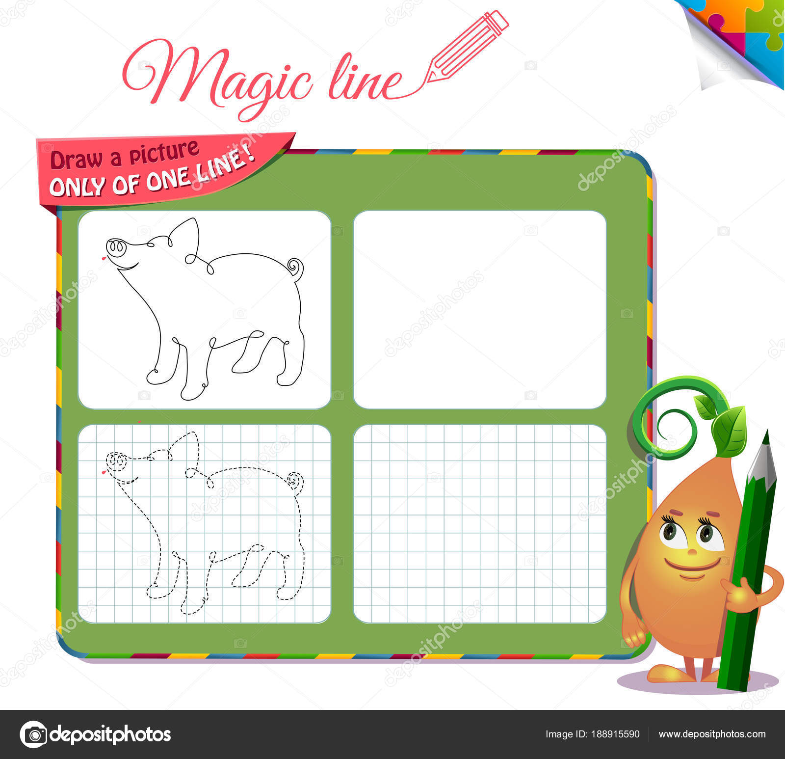 Draw a picture only of one line piggy Stock Vector Image by ...