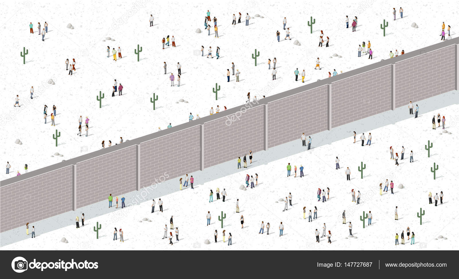 Two groups of people separated by wall. — Stock Vector © deniscristo ...