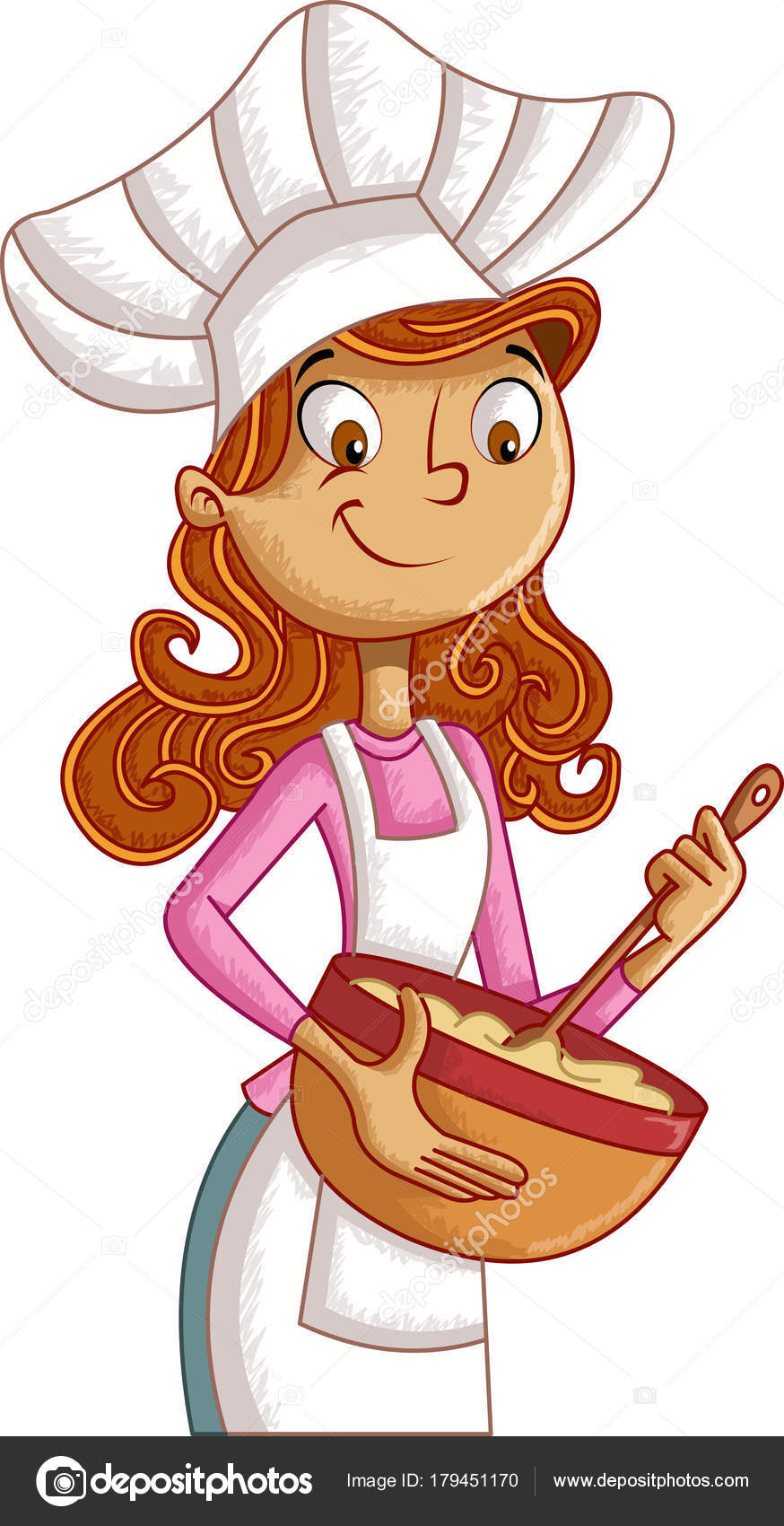 Girl Pastry Chef Cartoon