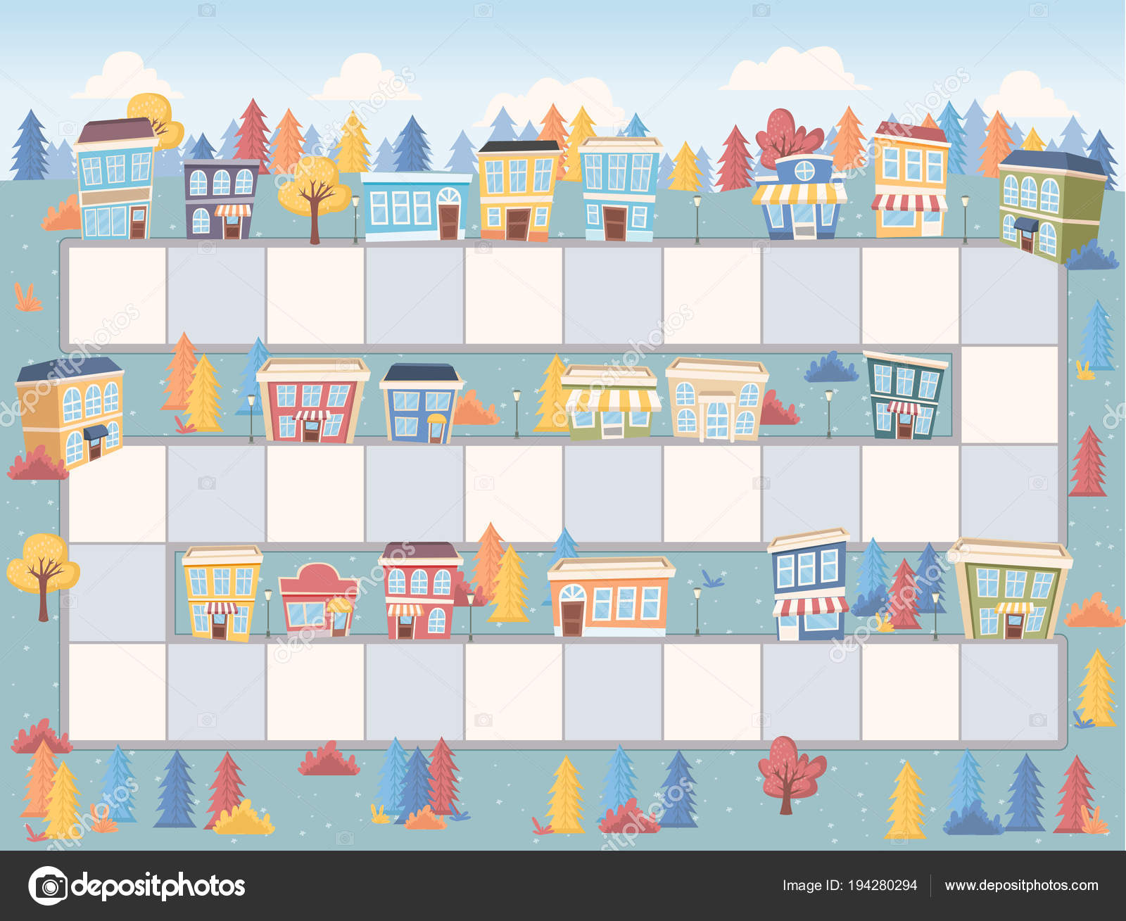Board Game Block Path City Stock Vector Image by ©deniscristo #194280294