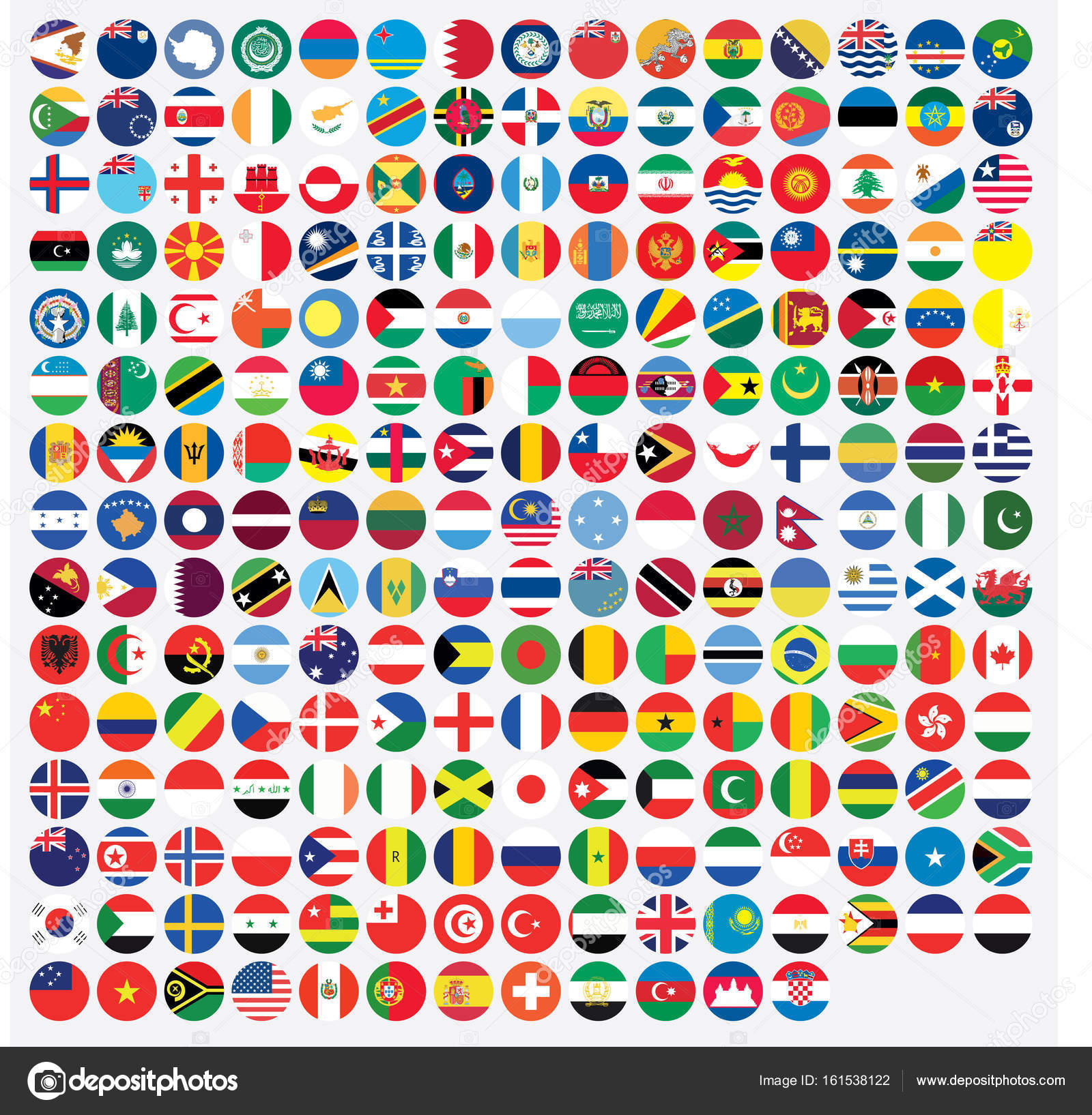 Round Shaped Illustrated Flags of the World Stock Photo by ...