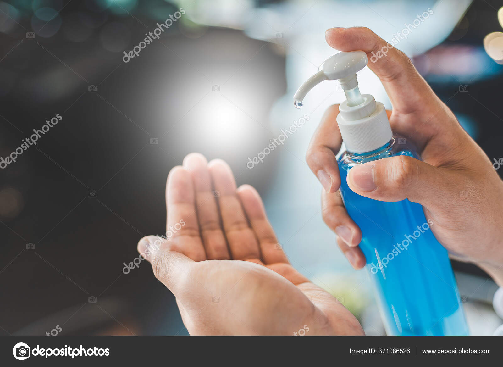 Man People Wash Hands Alcohol Gel Health Care Covid Stop Stock Photo by ...
