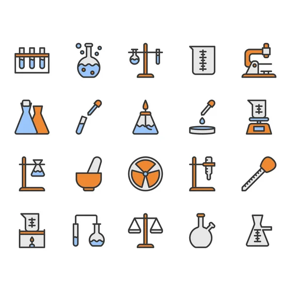 Laboratory Equipment Outline Icon Vector Illustration Set Concept ...