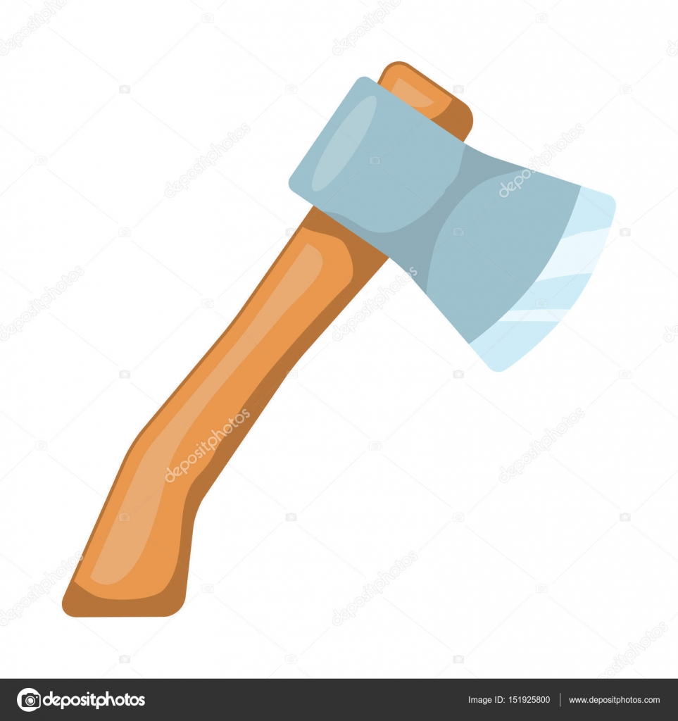 Hacha de dibujos animados, diseño de icono de símbolo de vector de ...