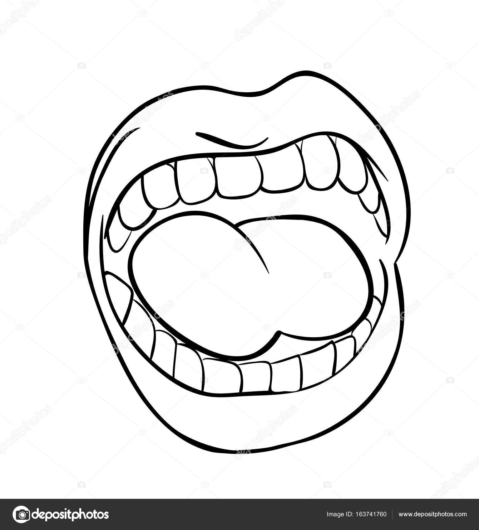 Photos: shouting lips | Shouting lips with teeth and tongue cartoon ...