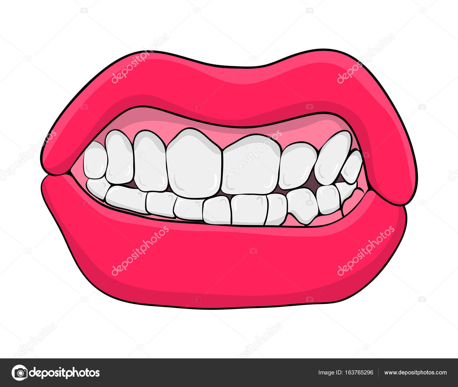 Lips with teeth cartoon vector symbol icon design. Beautiful ill Stock ...
