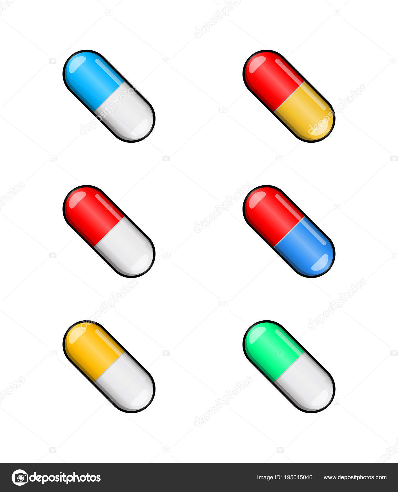 Cartoon capsule pill set isolated on white background Stock Vector ...