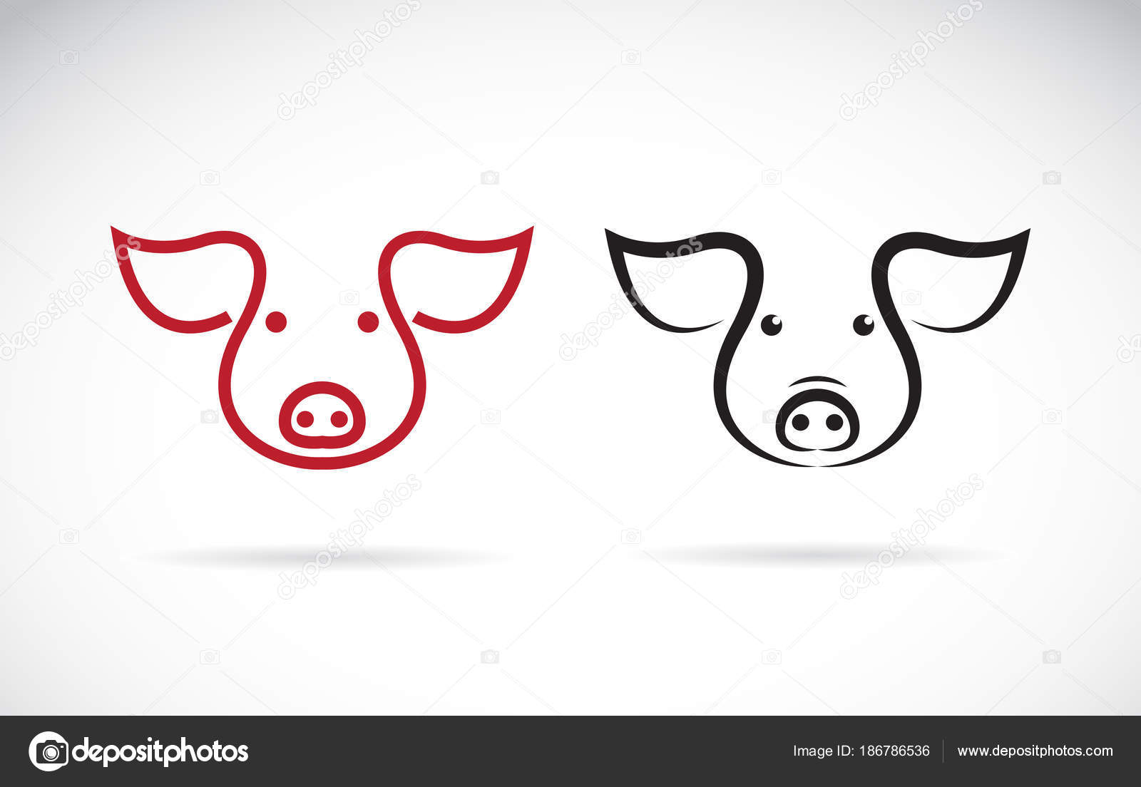 Vector de un diseño de cabeza de cerdo sobre un fondo blanco. Animales ...