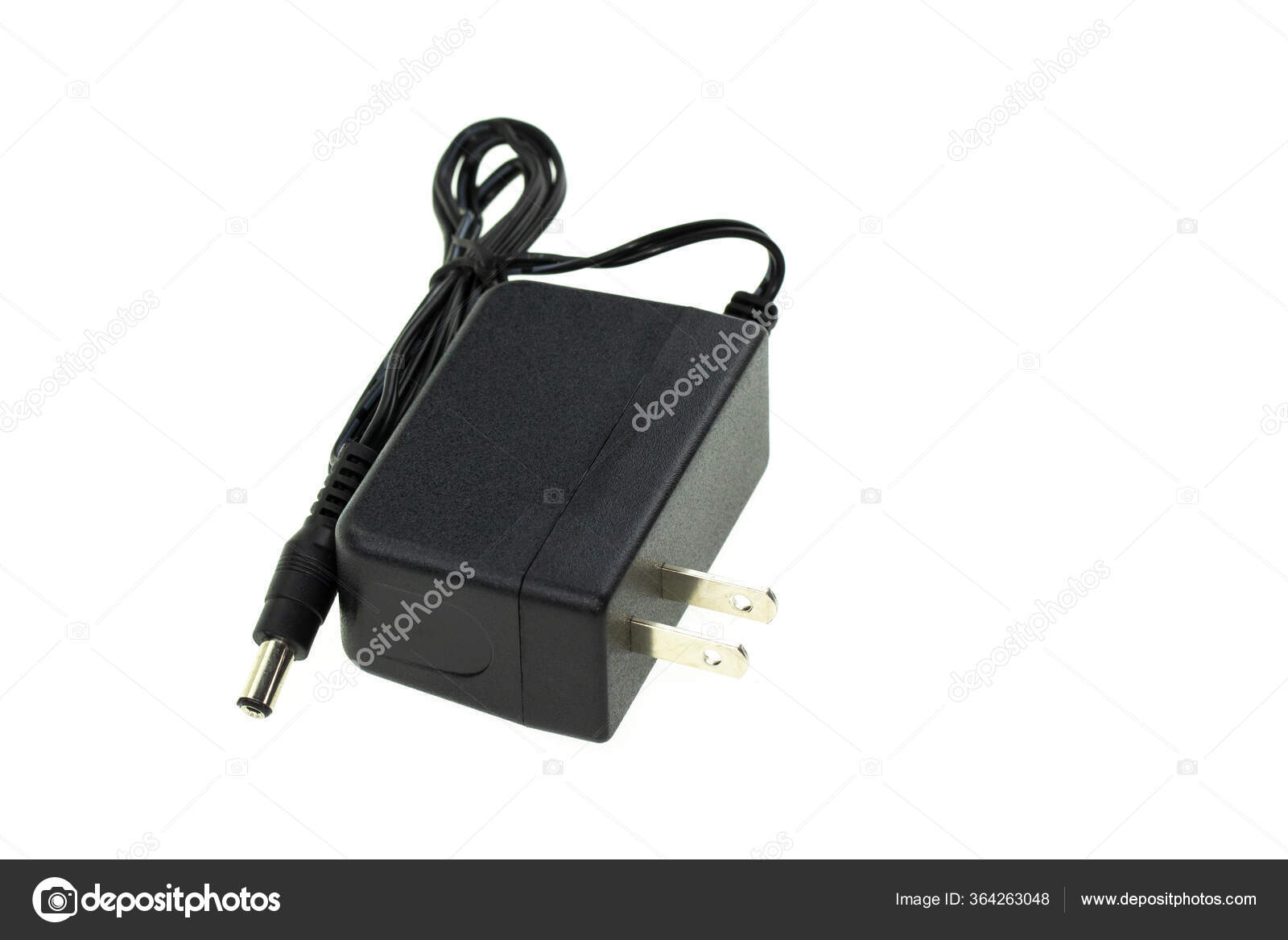Image Black Electric Power Adapter Isolated White Background Computer ...