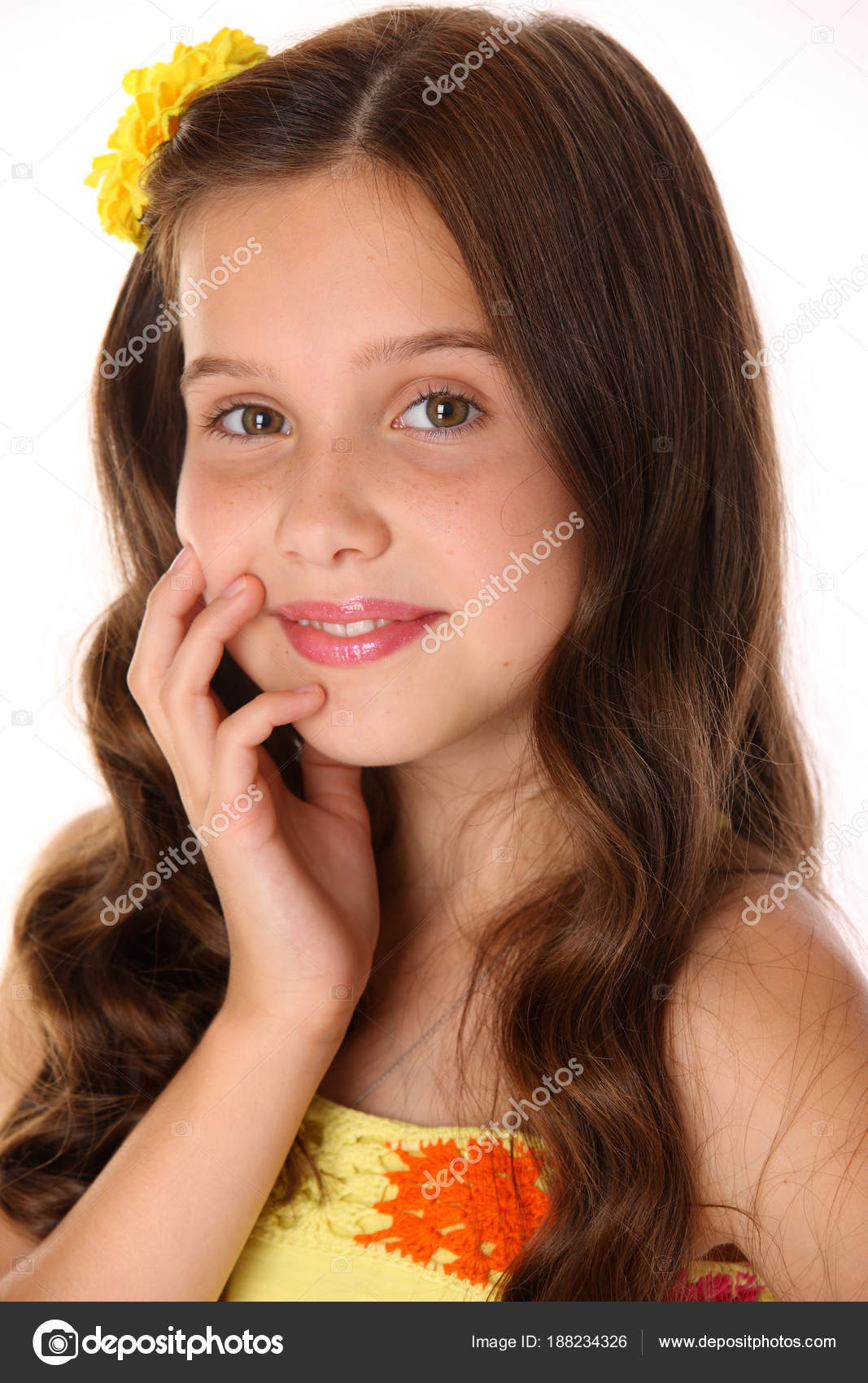 Close Portrait Beautiful Charming Happy Young Teenage Girl Yellow Top ... Close Portrait Beautiful Charming Happy Young Teenage Girl Yellow Top ...