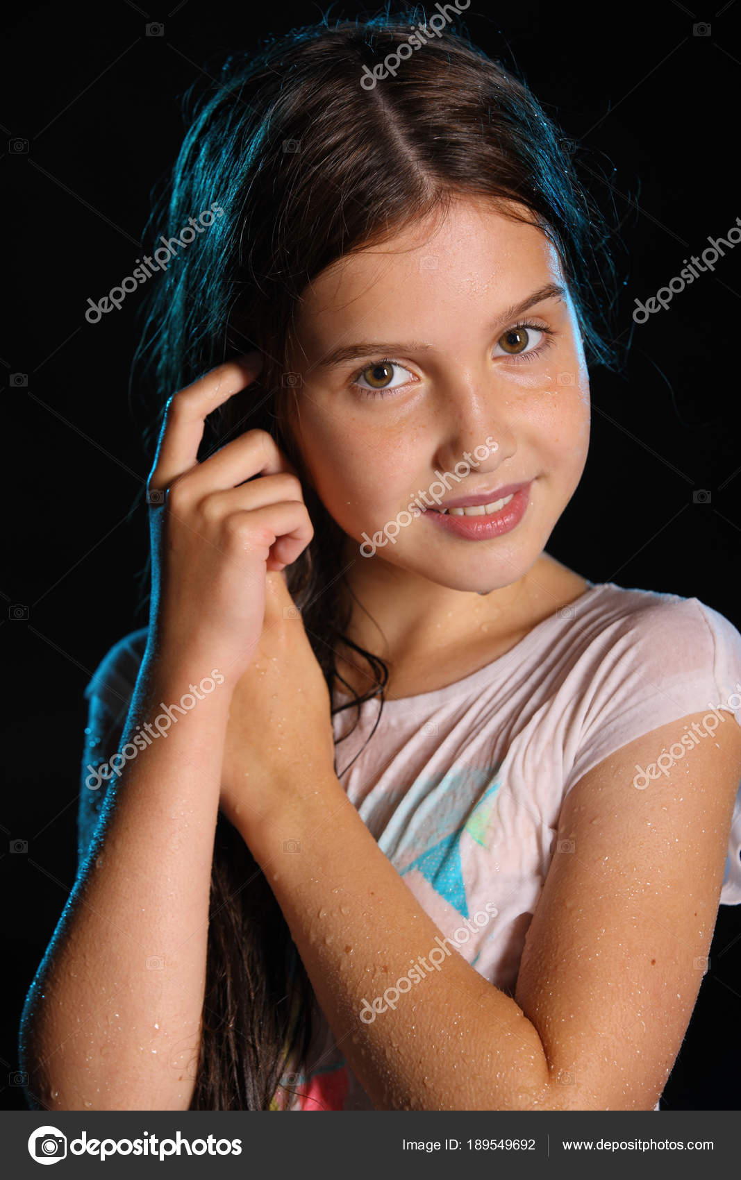 Close Portrait Charming Child Wet Slender Body Pretty Young Beautiful ... Close Portrait Charming Child Wet Slender Body Pretty Young Beautiful ...