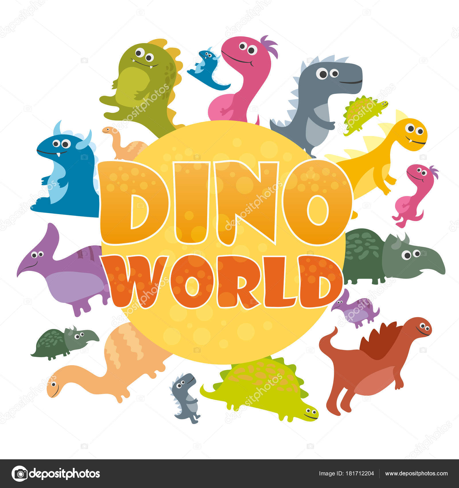 Dinosaurs world poster. Vector cartoon dinosaurs Stock Vector Image by ...