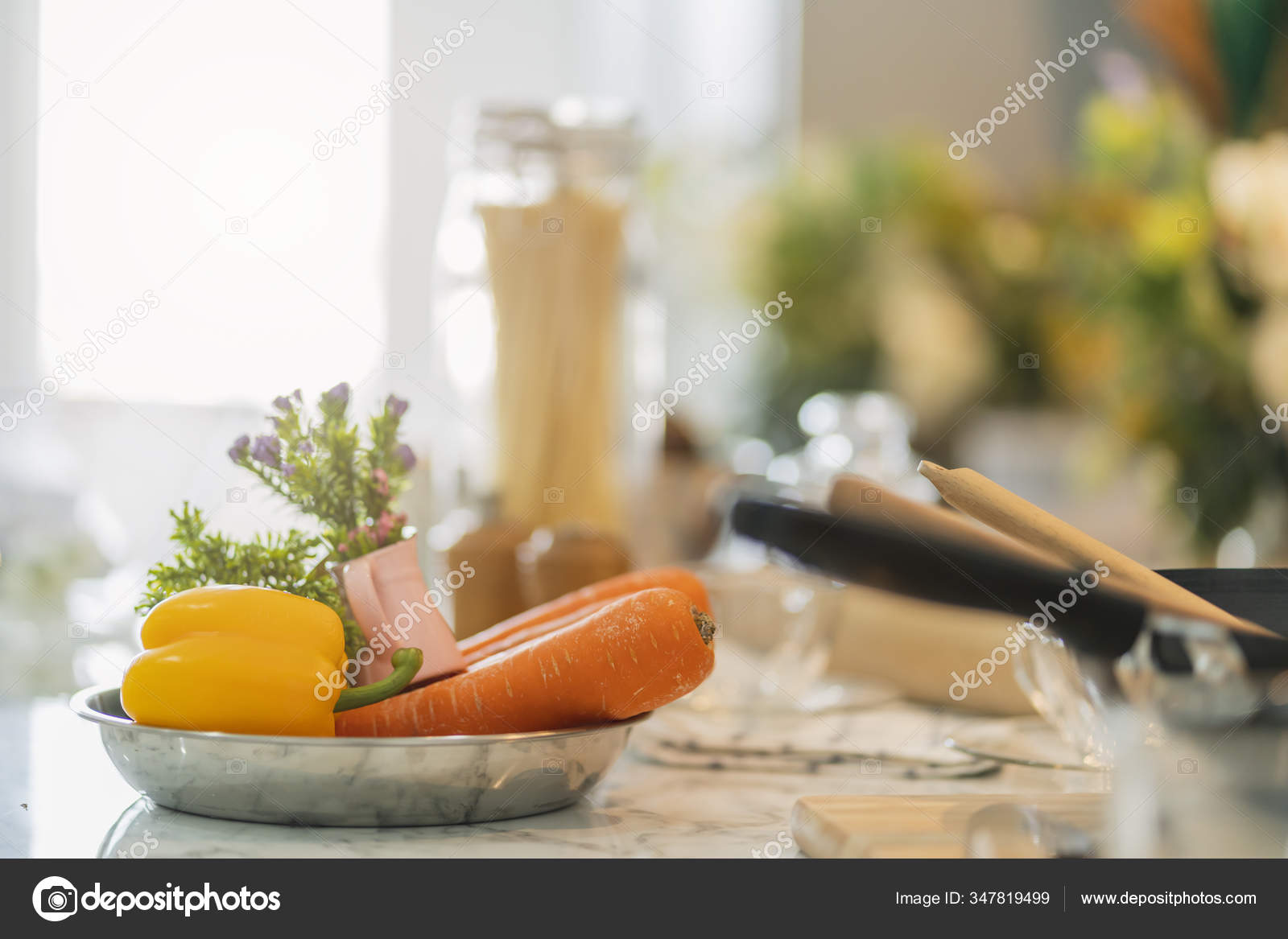Vegetable Cooking Island Pantry Kitchen Area Homeinterior Background ...