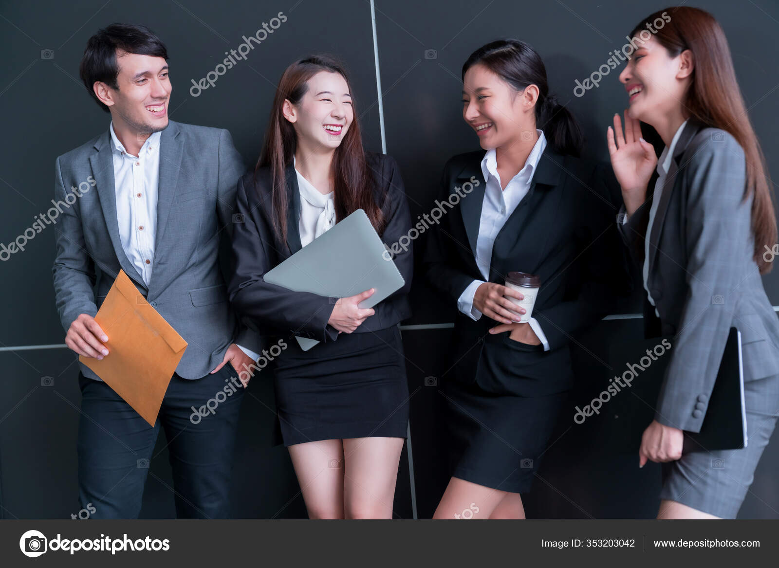 Group Smart Young Asian Businessmale Female Formal Dress Teamwork Laugh ...