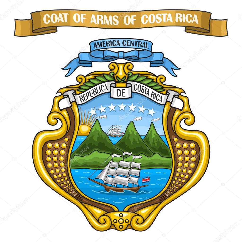Ilustración vectorial Escudo de Armas de Costa Rica 2024