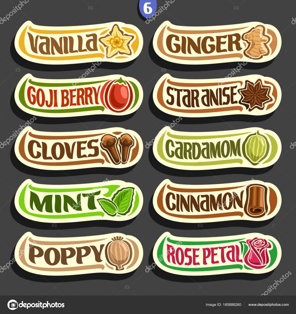 Vector Set of labels for culinary Spices Stock Vector Image by ...