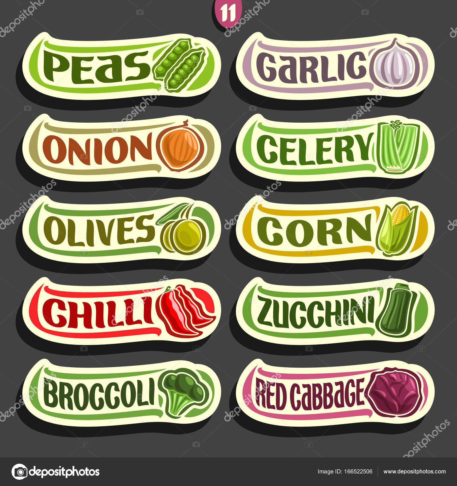 Vector Set labels with text for fresh Vegetables Stock Vector Image by ...