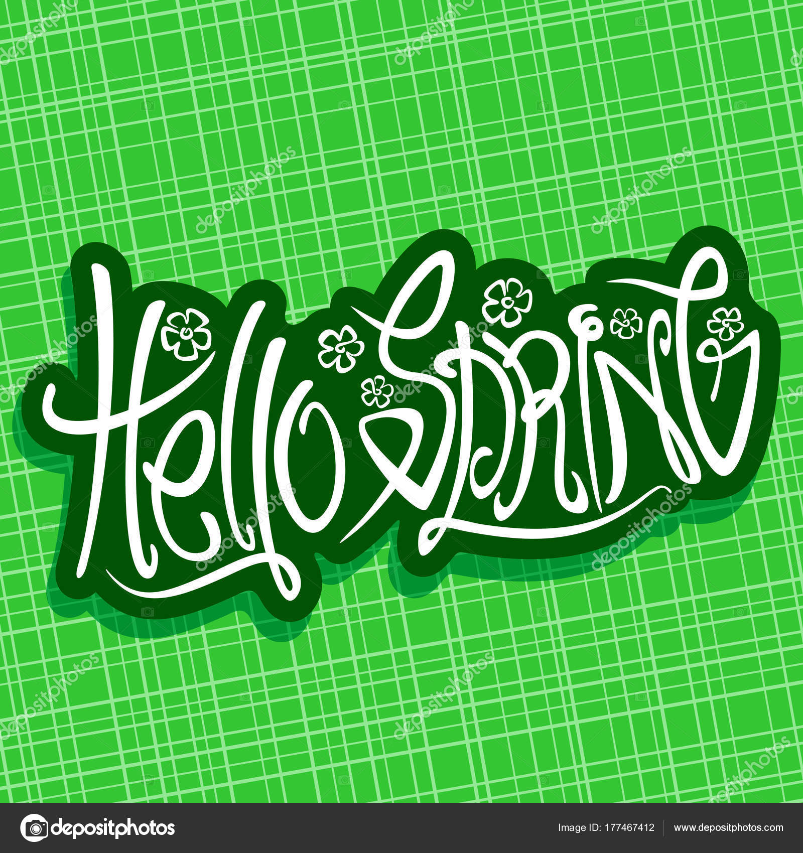 Vector Poster Spring Season Original Handwritten Font Words Hello ...