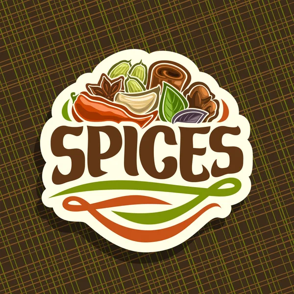 Vector Logo Spices Herbs White Badge Illustration Set Indian Fresh ...