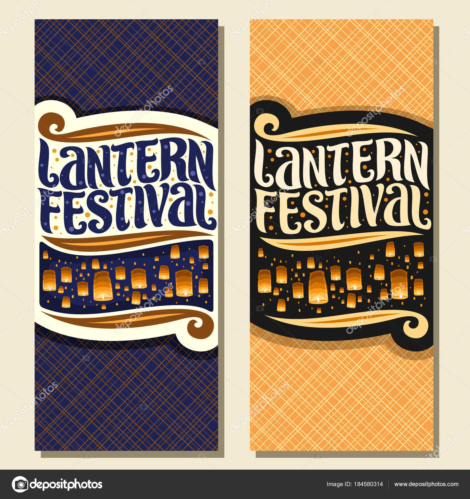 Vector Vertical Banners Sky Lantern Festival Stock Vector Image by ...