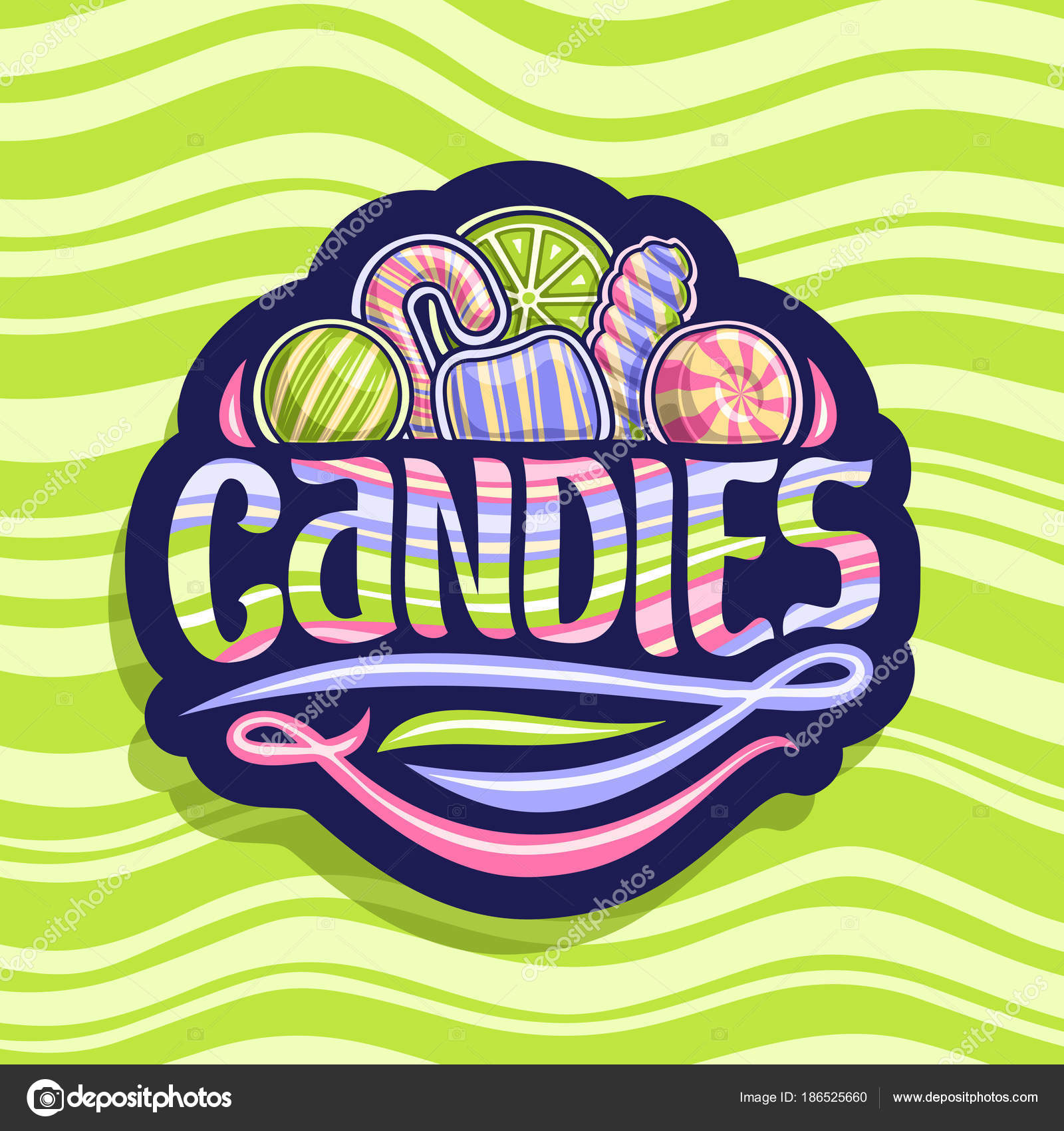 Vector Logo Hard Candies Dark Sticker Pile Variety Striped Candies ...