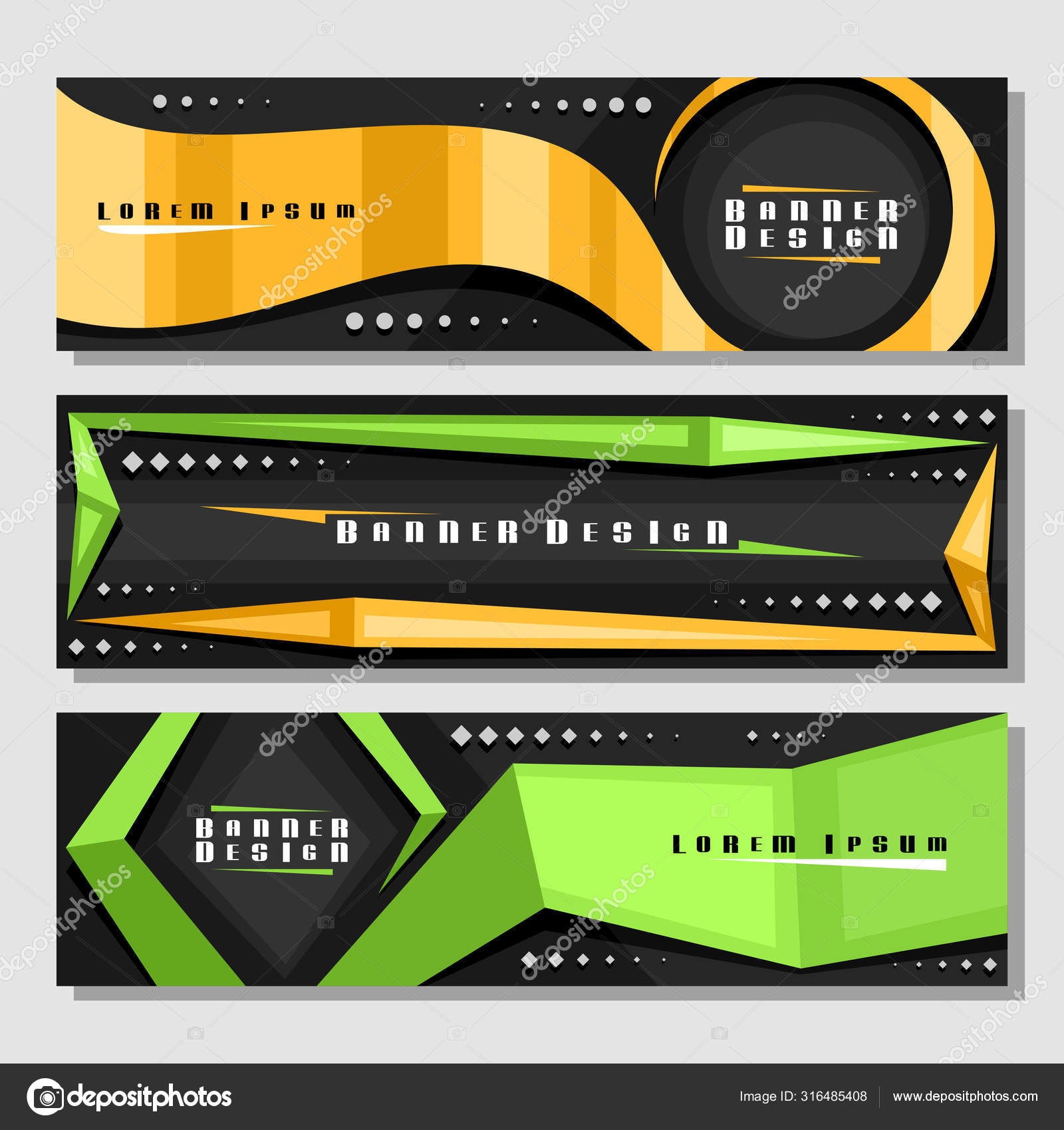 Vector Set Horizontal Futuristic Banners Layouts Website Headers ...