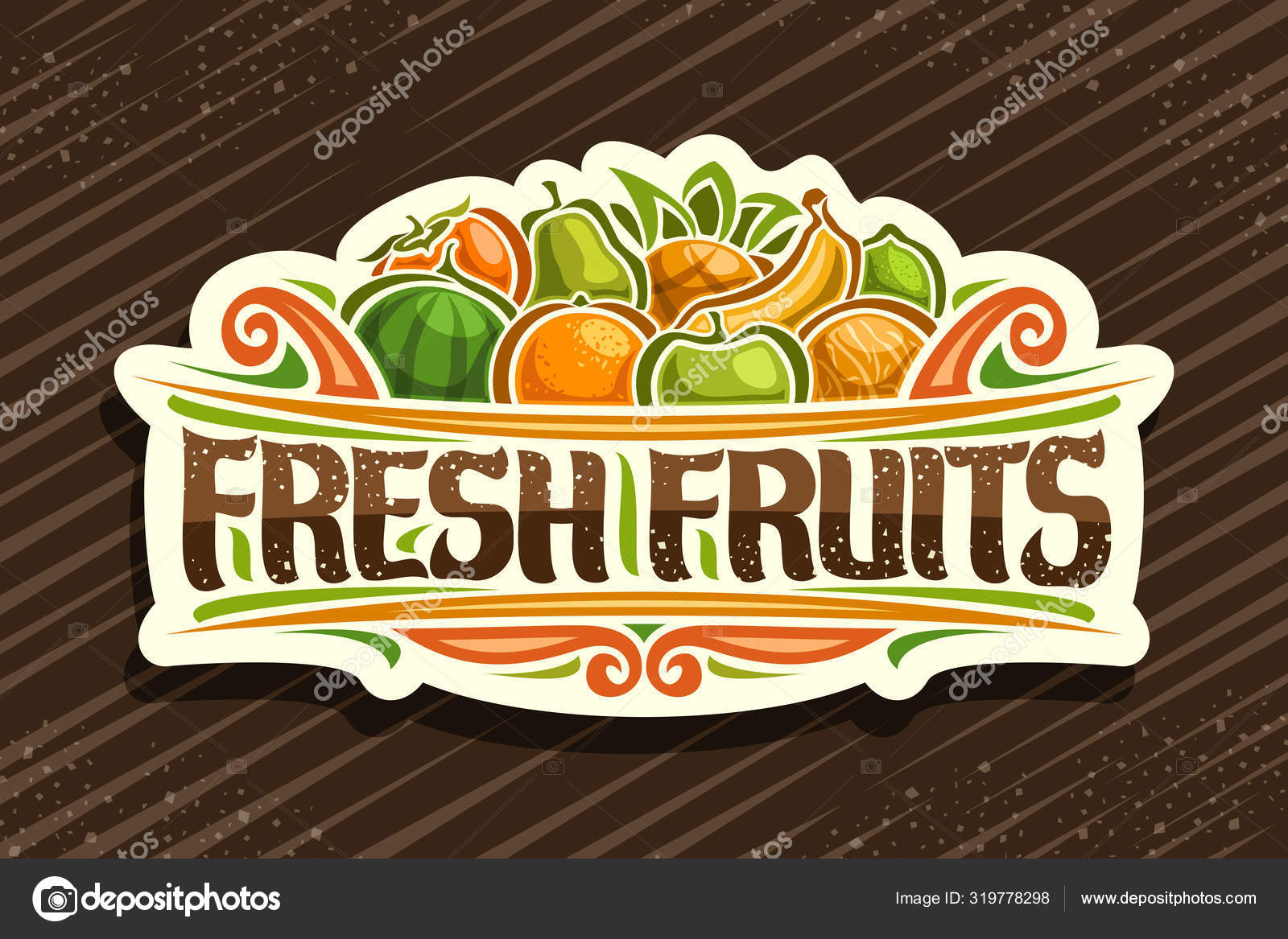 Vector Logo Fresh Fruits Cut Paper Sign Illustration Pile Cartoon Stock ...