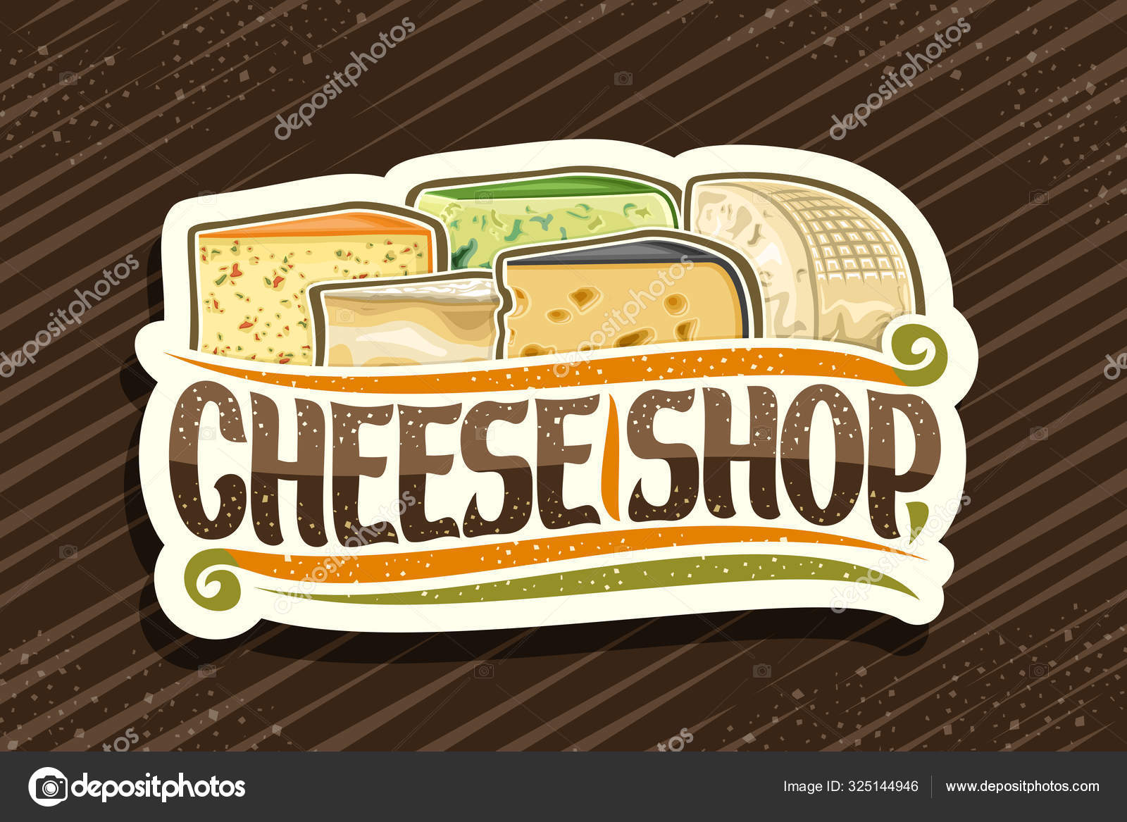 Vector Logo Cheese Shop Decorative Cut Paper Label Illustration Many ...