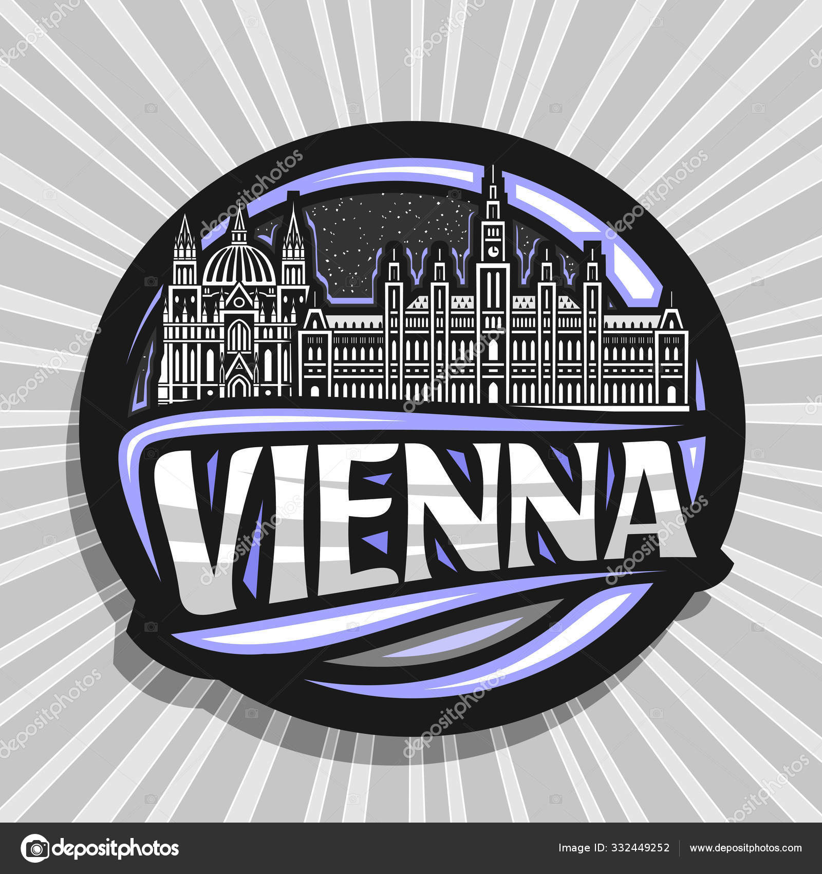 Vector Logo Vienna Dark Decorative Sticker Draw Illustration National ...