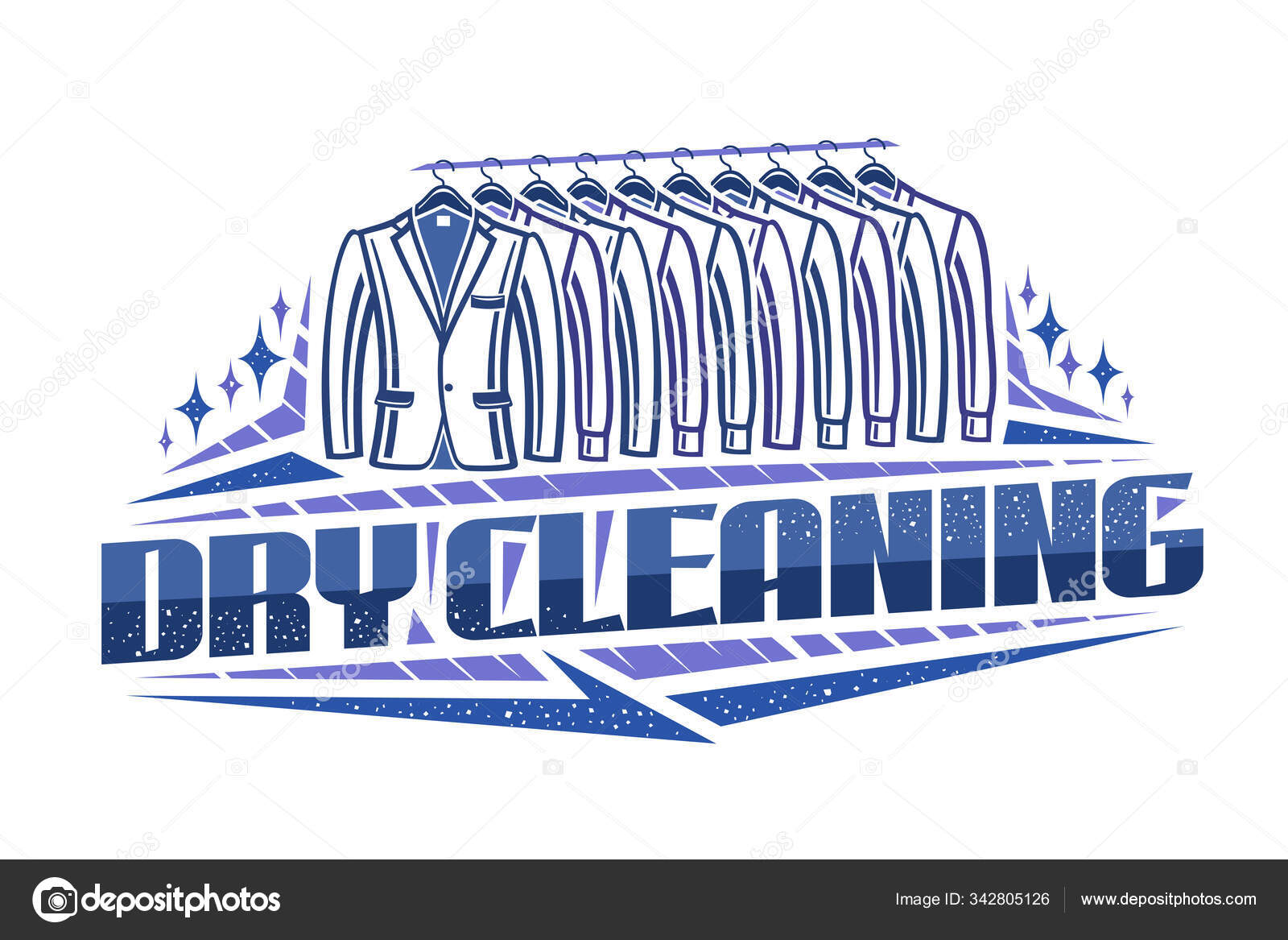 Vector Logo Dry Cleaning Blue Decorative Sign Board Contour ...