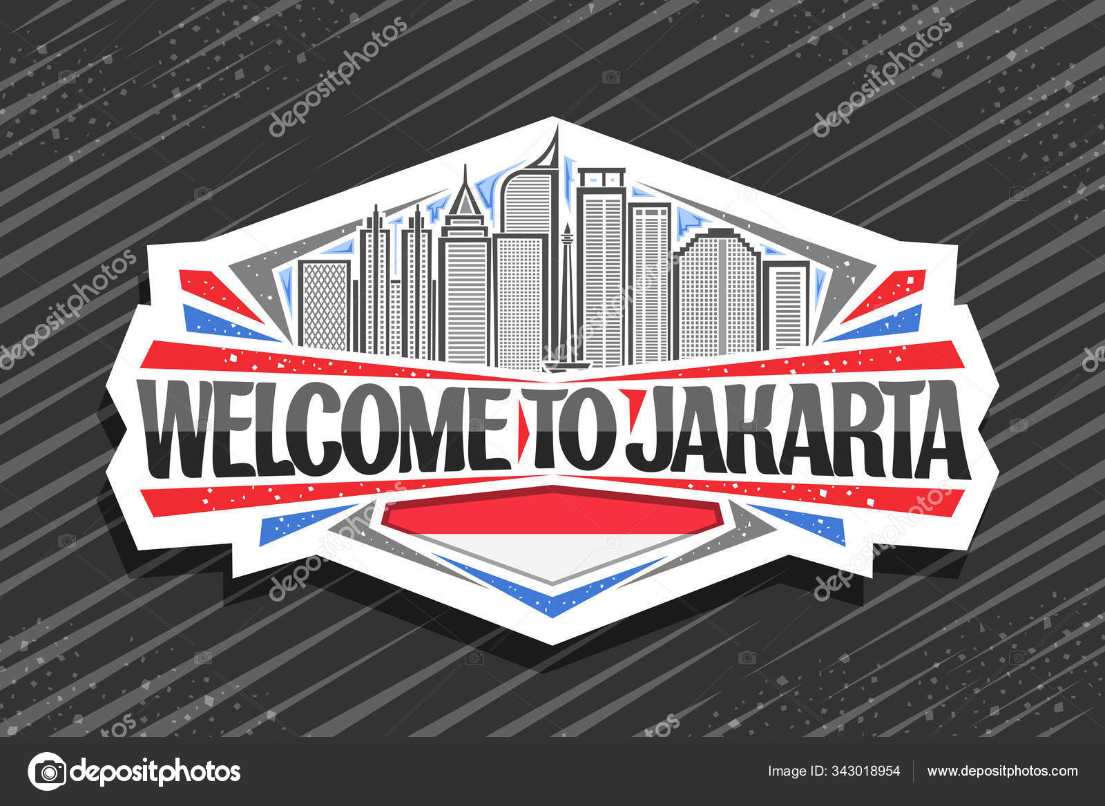 Vector Logo Jakarta White Decorative Sticker Line Illustration Famous ...