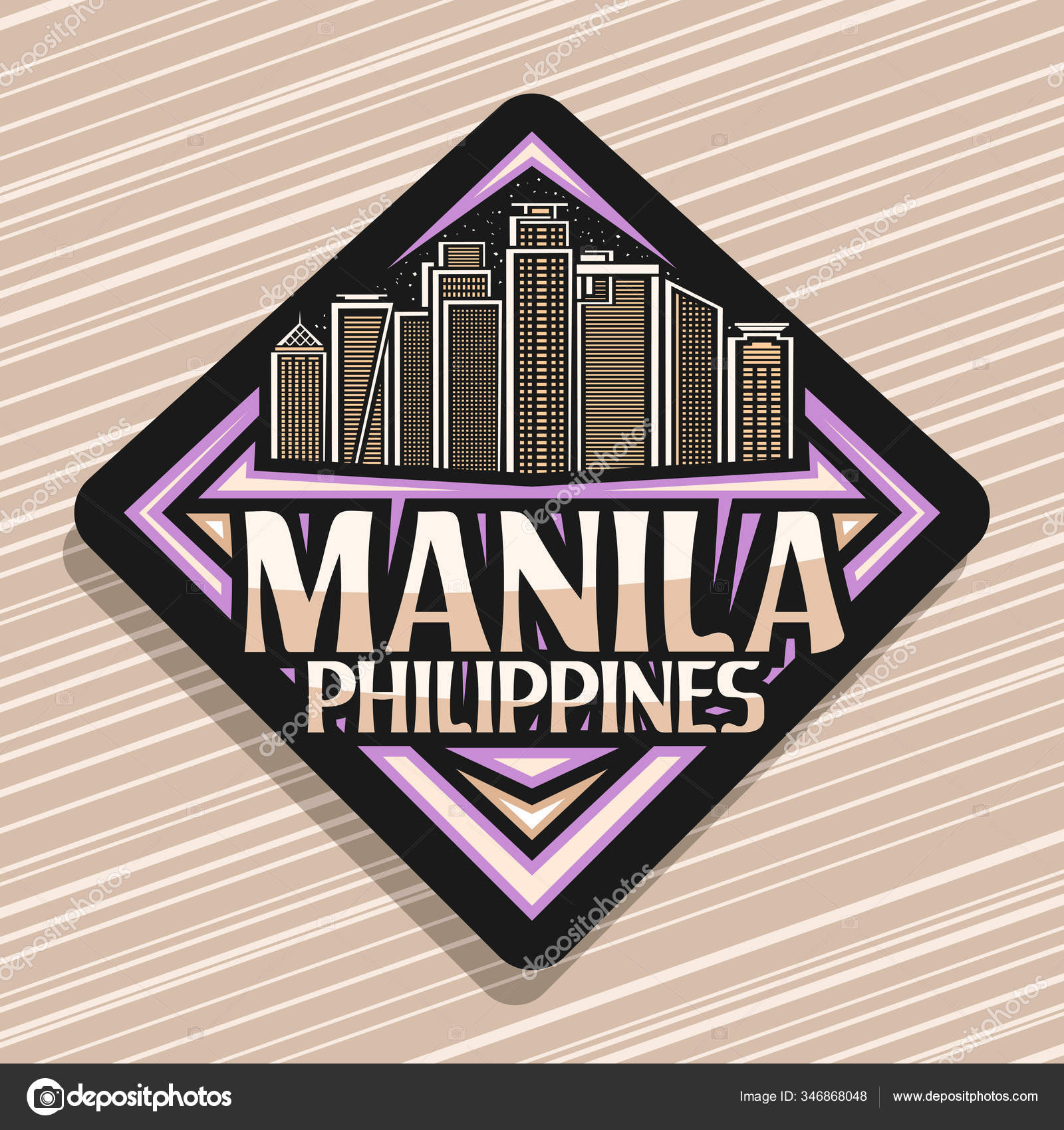 Vector Logo Manila Black Rhombus Sticker Outline Illustration Famous ...