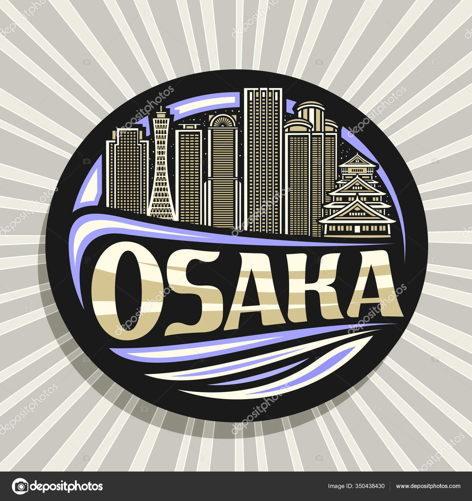 Vector Logo Osaka Black Decorative Sticker Line Illustration ...