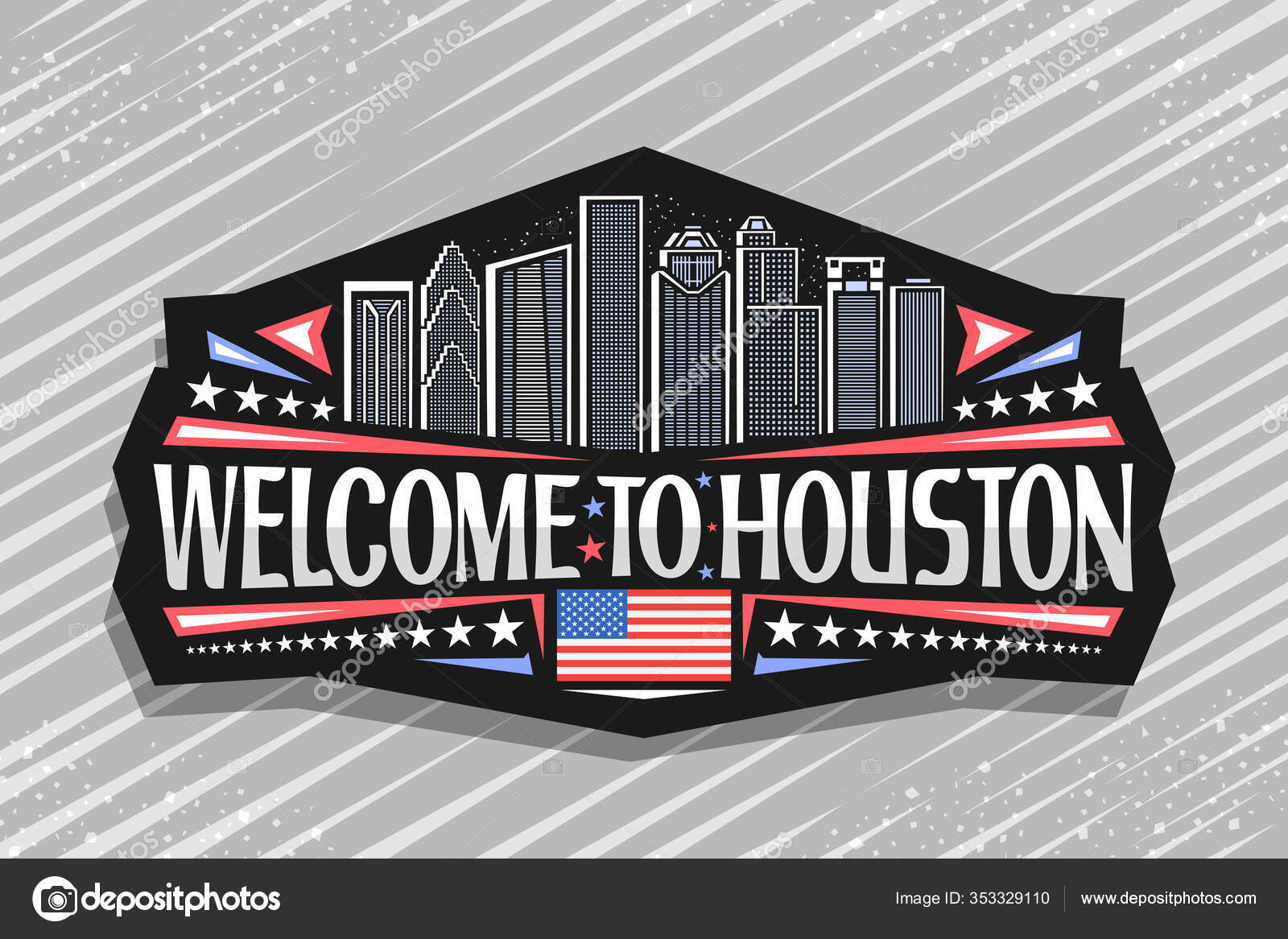 Vector Logo Houston Black Decorative Badge Line Illustration ...