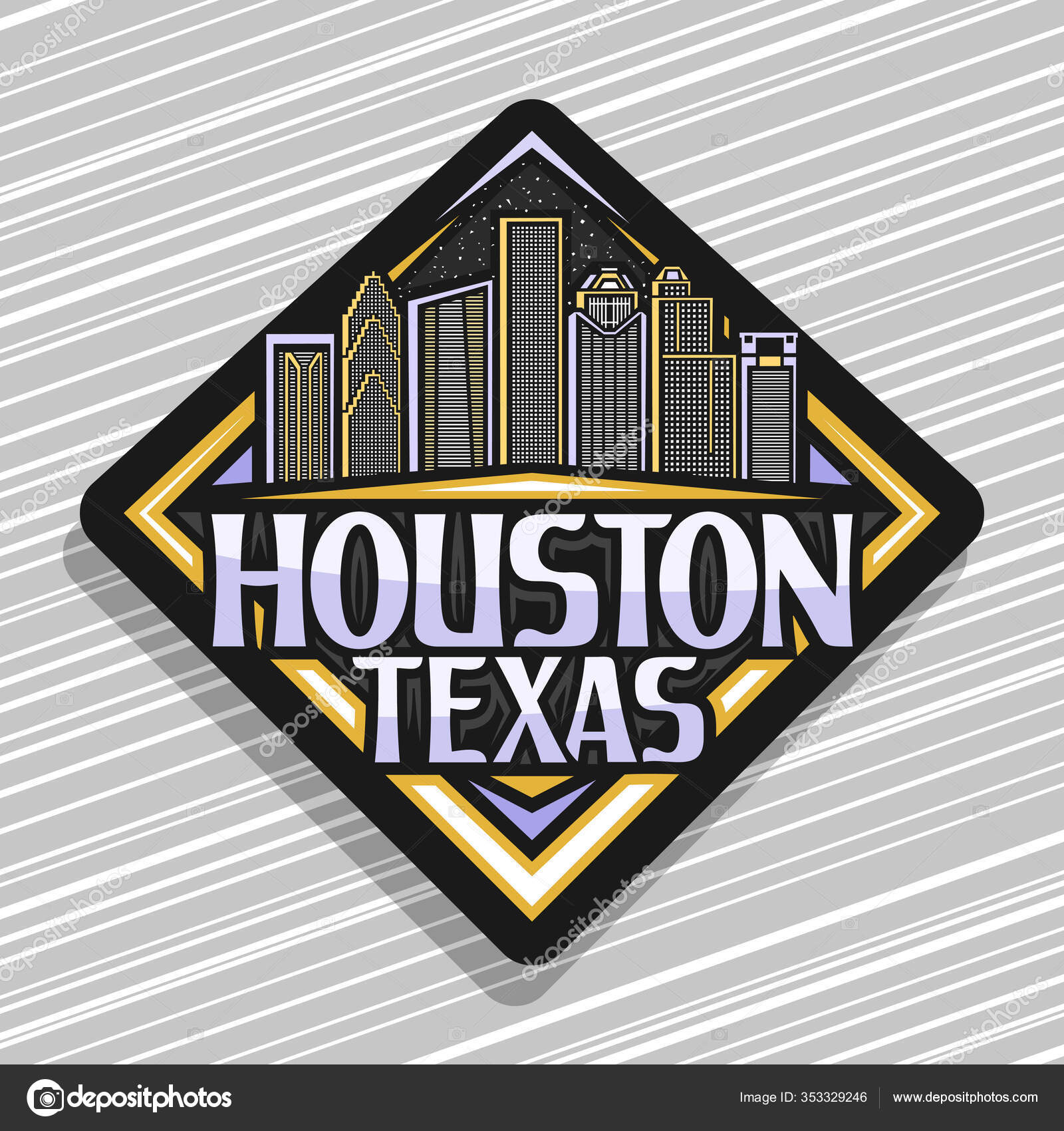 Vector Logo Houston Black Decorative Rhombus Sticker Illustration ...