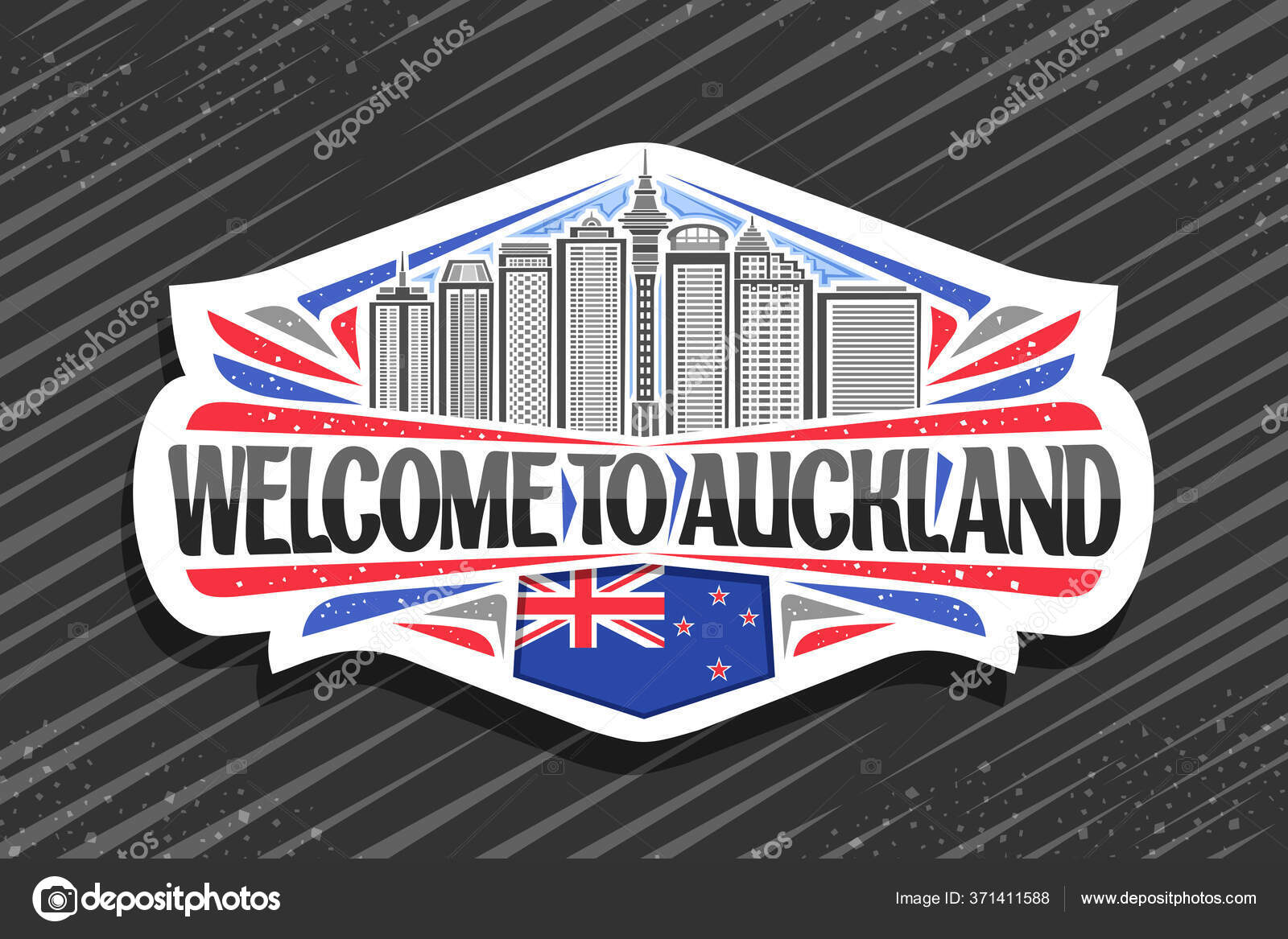 Vector Logo Auckland White Decorative Badge Line Illustration Auckland ...