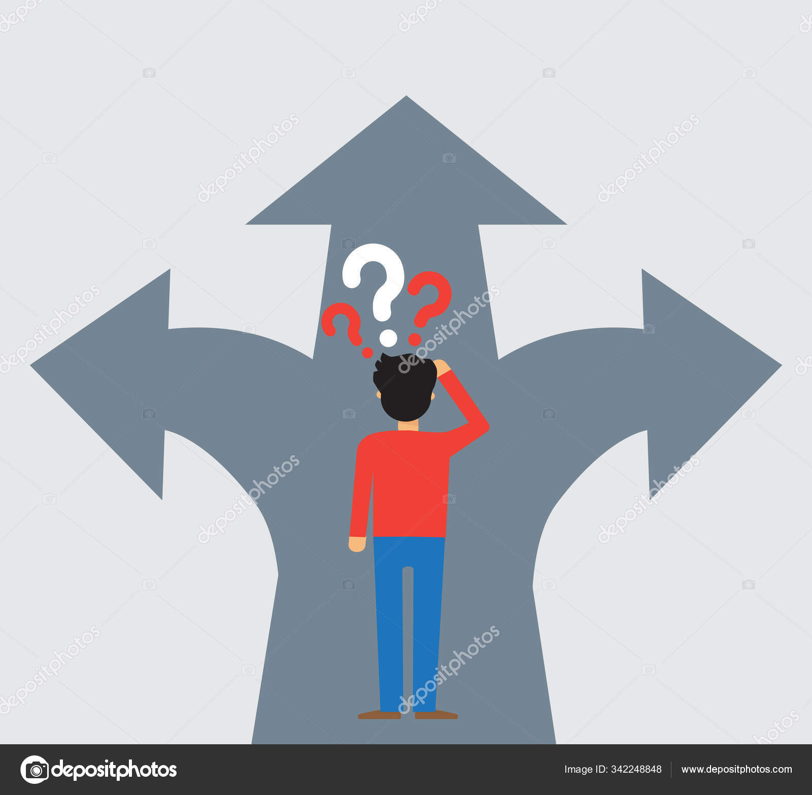 Man Standing Crossroad Choosing Direction Choice Way Concept Vector ...