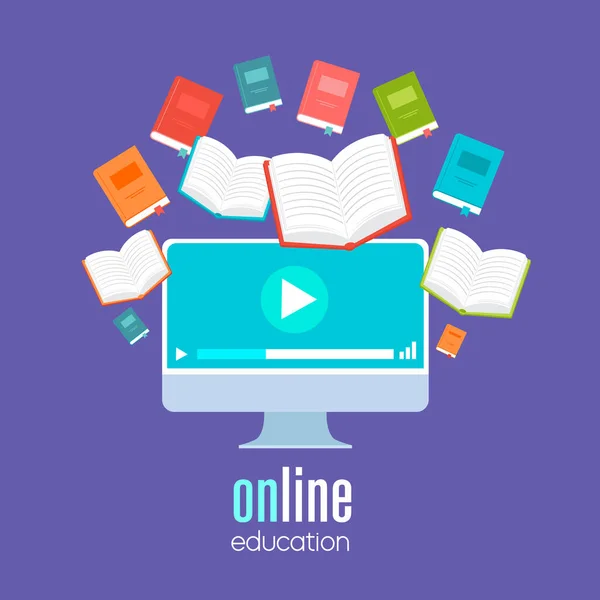 online education, online training courses, distance education flat vector illustration. Internet ...