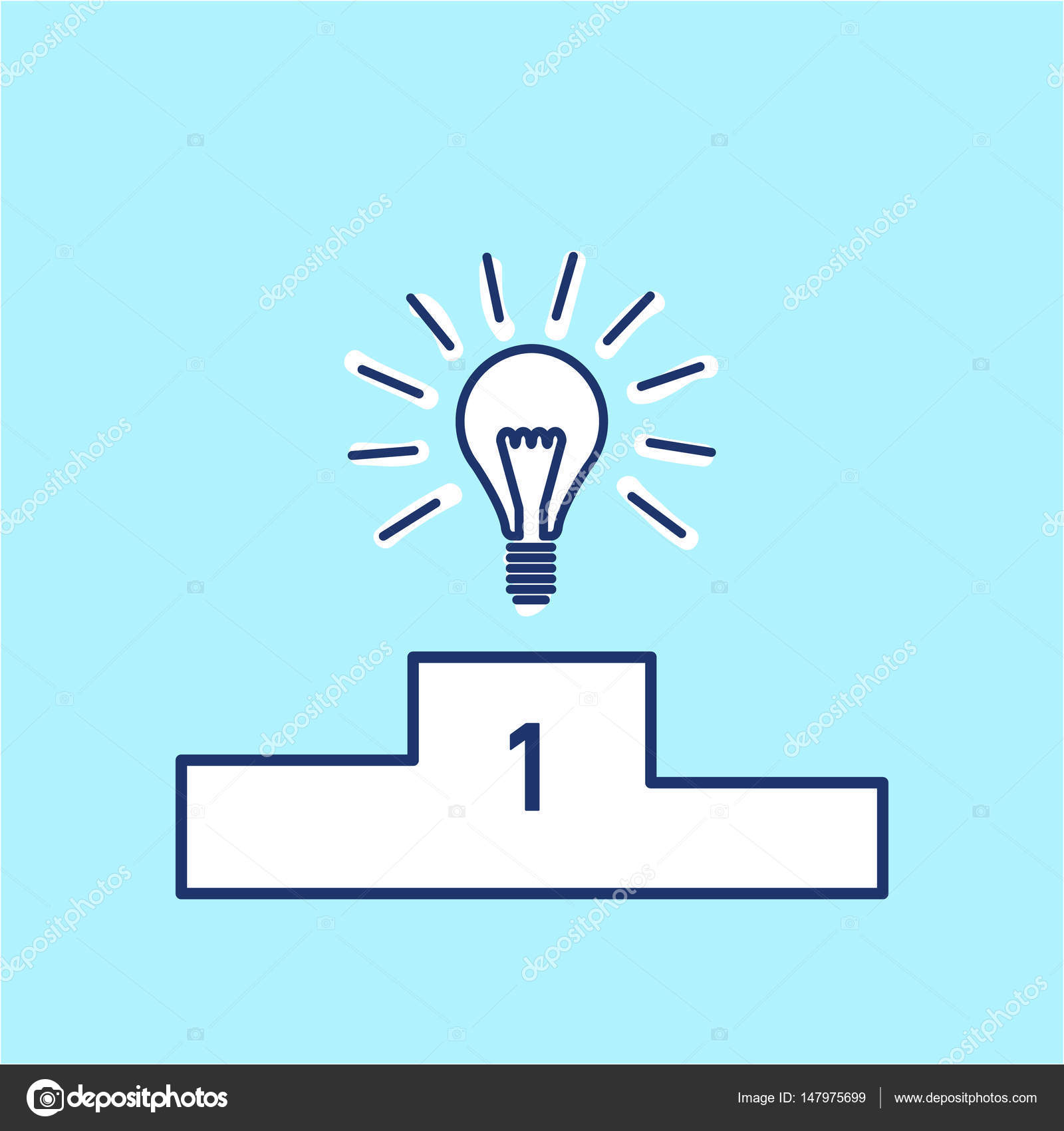 Best idea. business icon of bulb on winners podium Stock Vector by ...