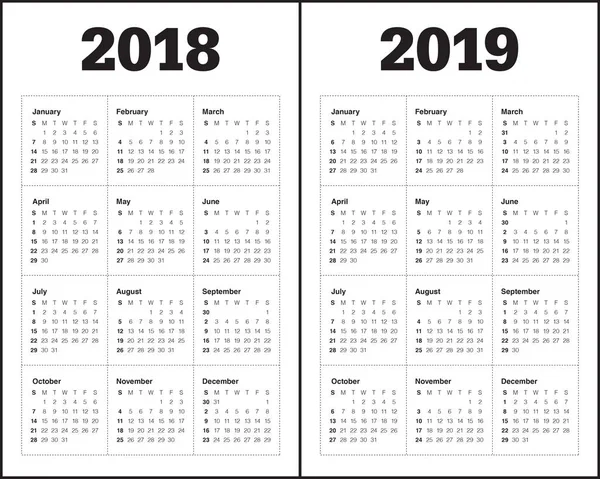 Calendar 2018 2019 Stock Vectors, Royalty Free Calendar 2018 2019 ...
