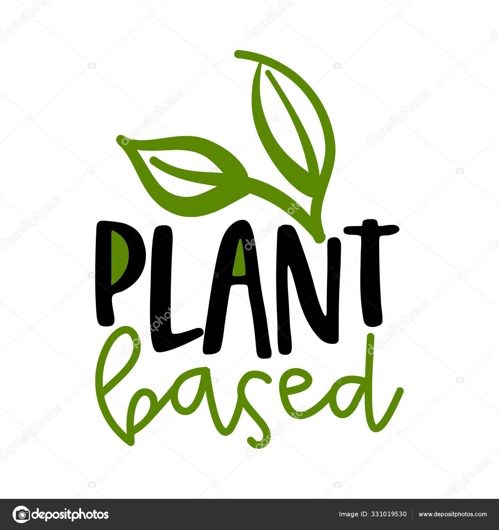 Plant Based Handwritten Calligraphy Restaurant Badge Logo Vector ...