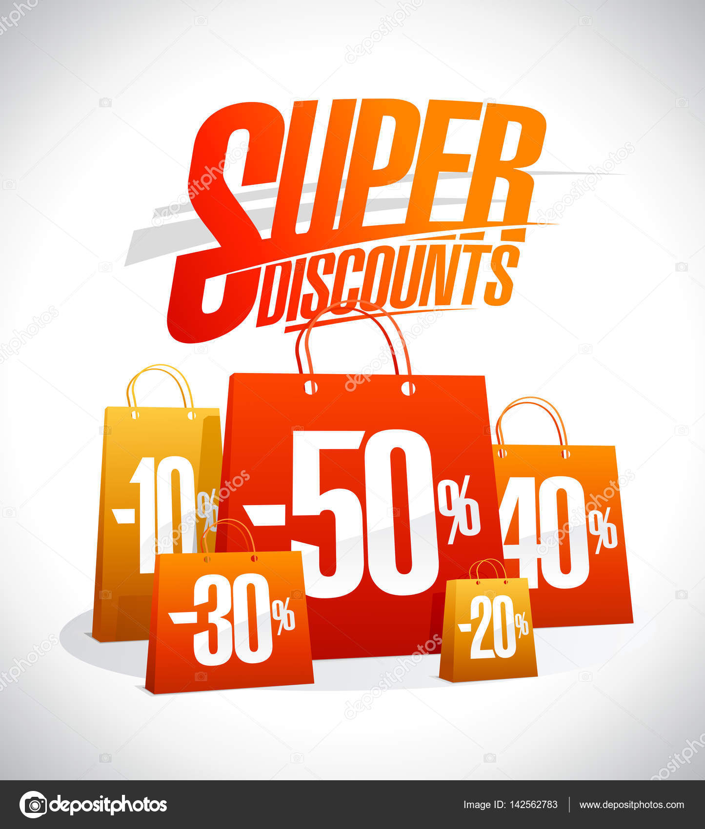Super discounts design concept with shopping bags Stock Vector Image by ...