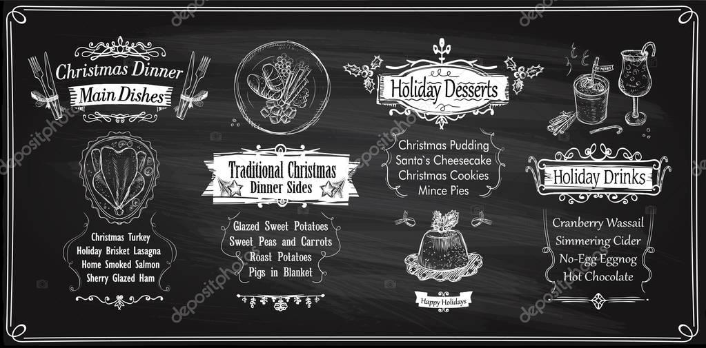 Tiza Navidad menú pizarras diseño, menú de vacaciones platos ...