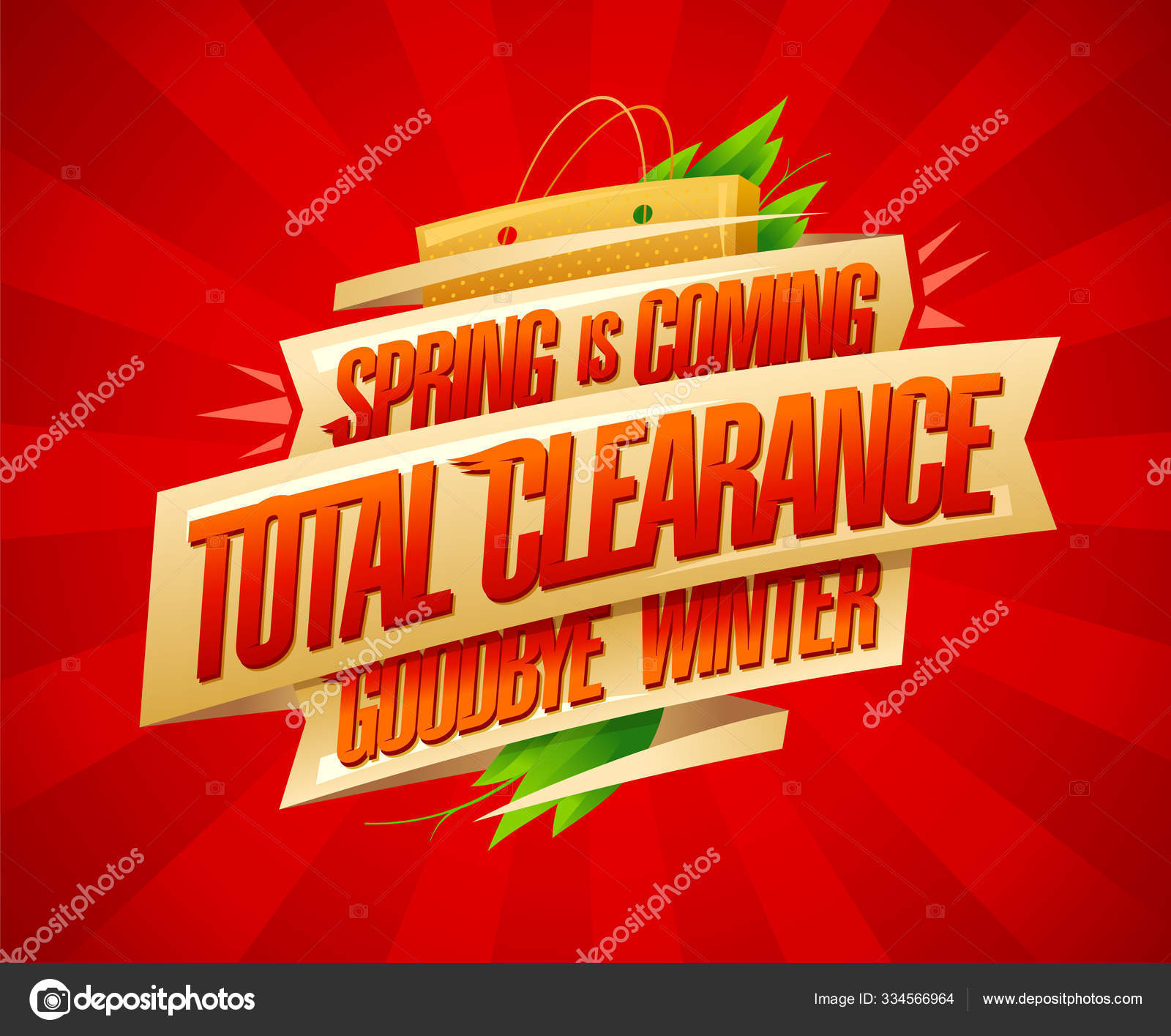 Spring is coming poster design, good bye winter, total clearance banner ...