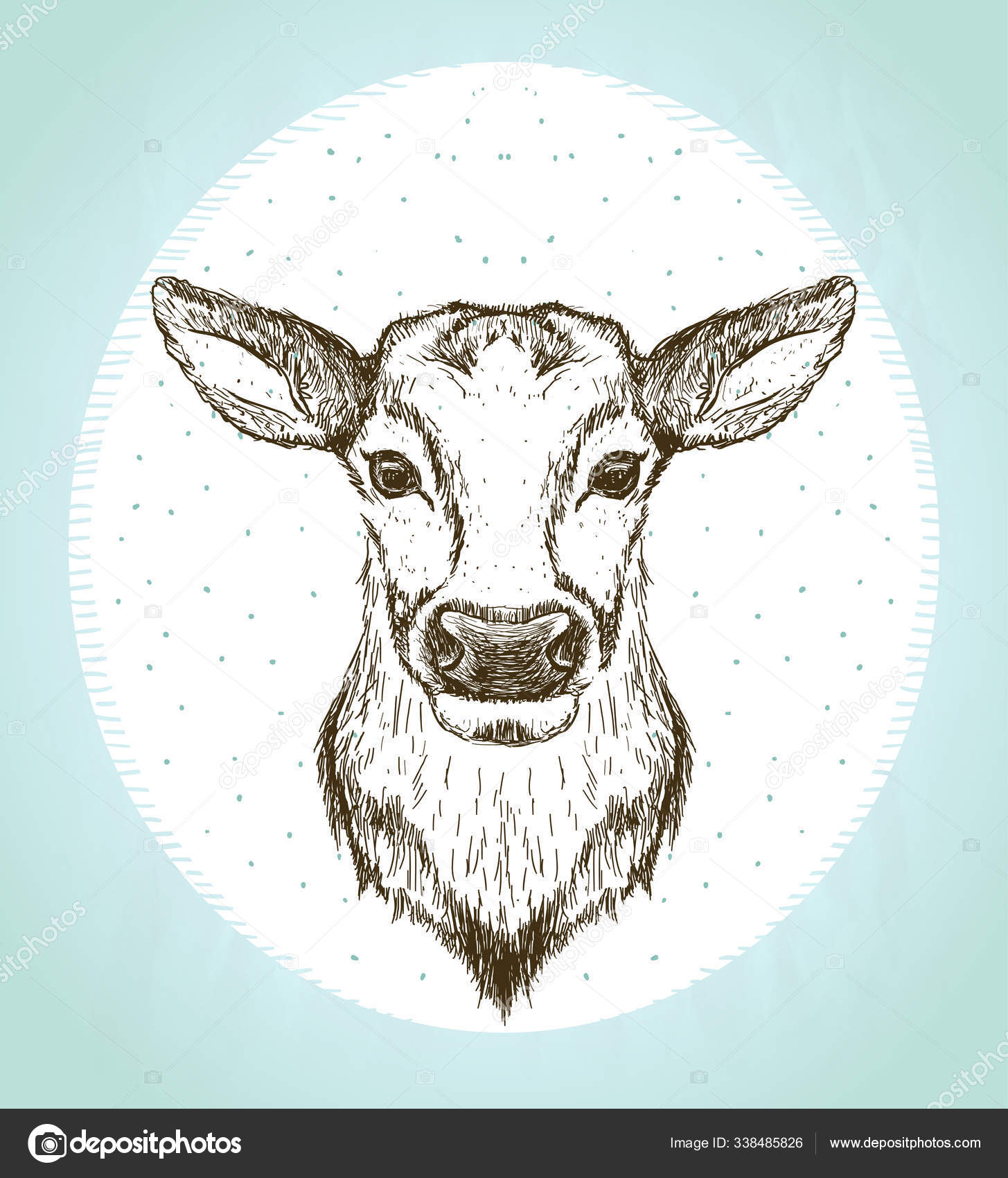 Female deer front view portrait, vintage style Stock Vector by ©slena ...