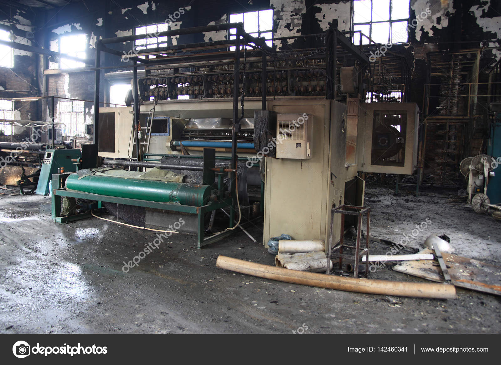 Picture: a messy factory | Factory messy scene after the fire — Stock ...